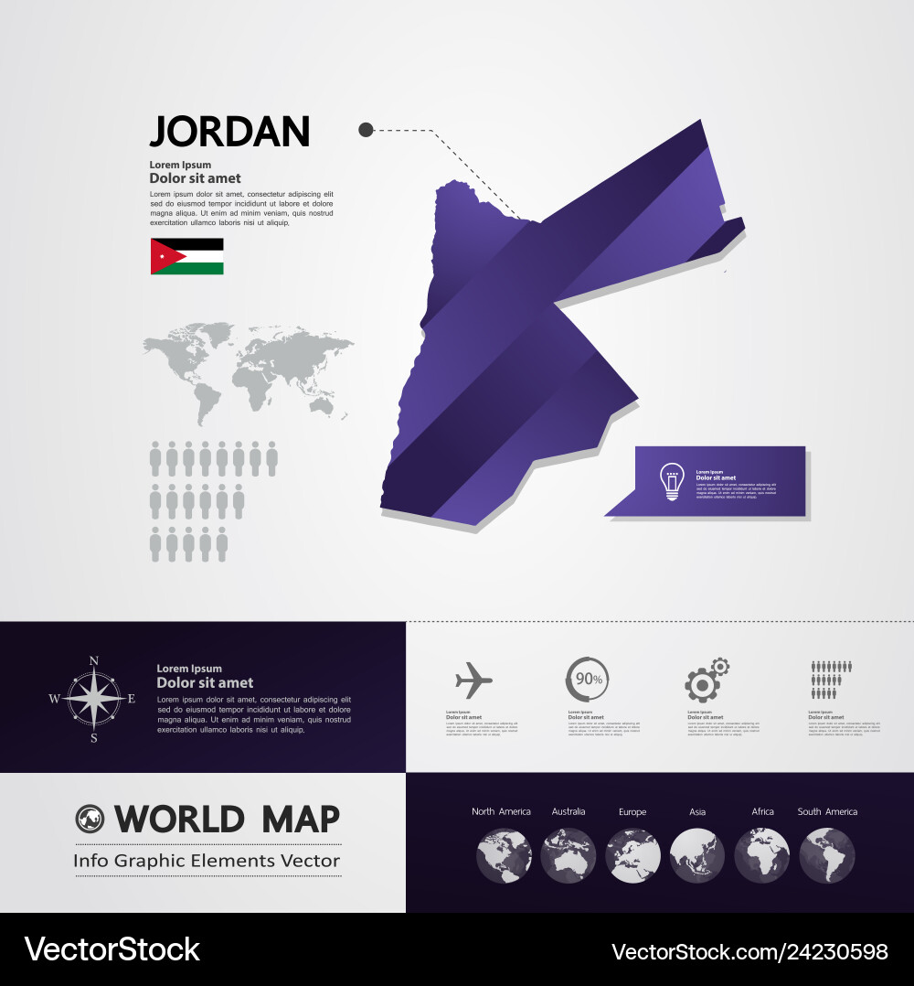 Jordan map Royalty Free Vector Image - VectorStock