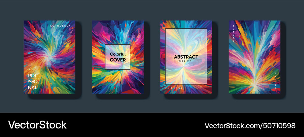 Low poly vertical abstract colorful flyers Vector Image