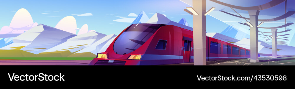 Modern railway station with train Royalty Free Vector Image