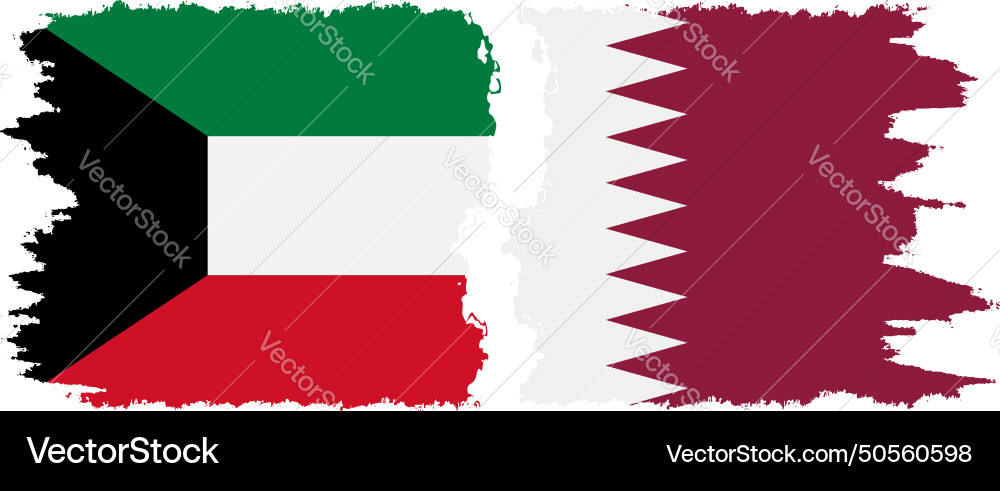 Qatar and kuwait grunge flags connection Vector Image