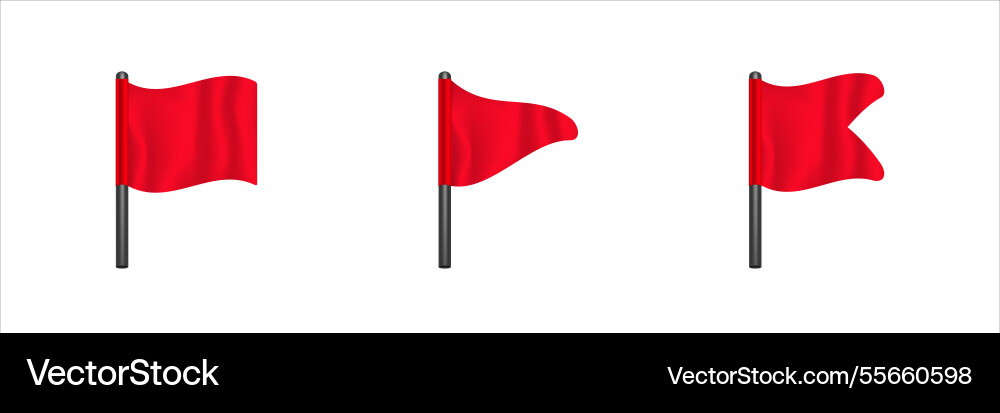 Three red flags on black poles Royalty Free Vector Image