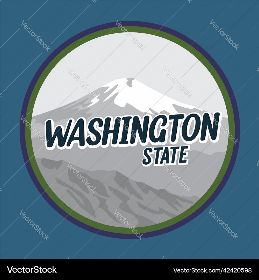 Washington state with mountain view Royalty Free Vector