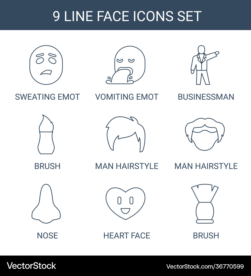 9 face icons Royalty Free Vector Image - VectorStock