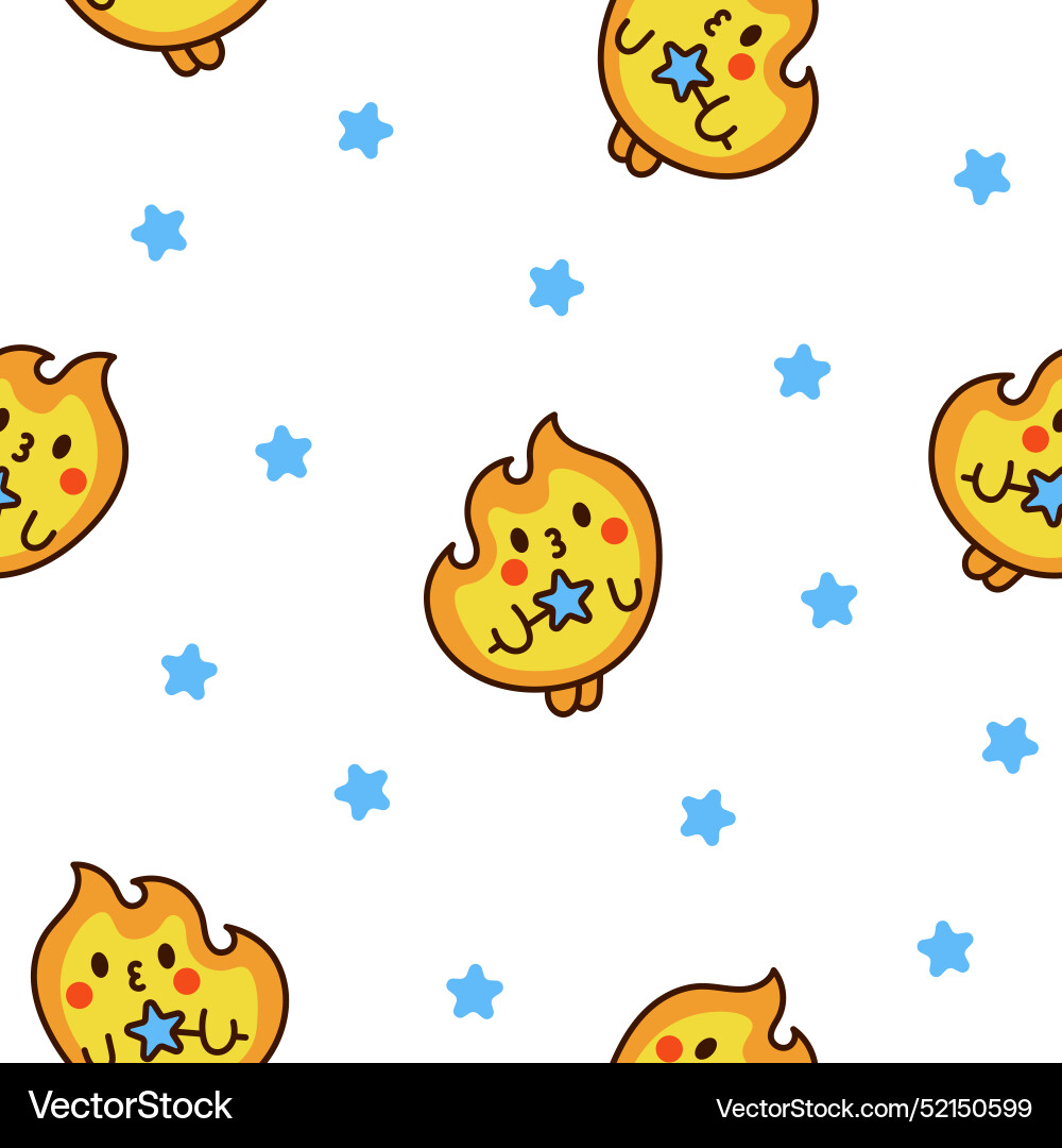 Cute kawaii fire character seamless pattern Vector Image