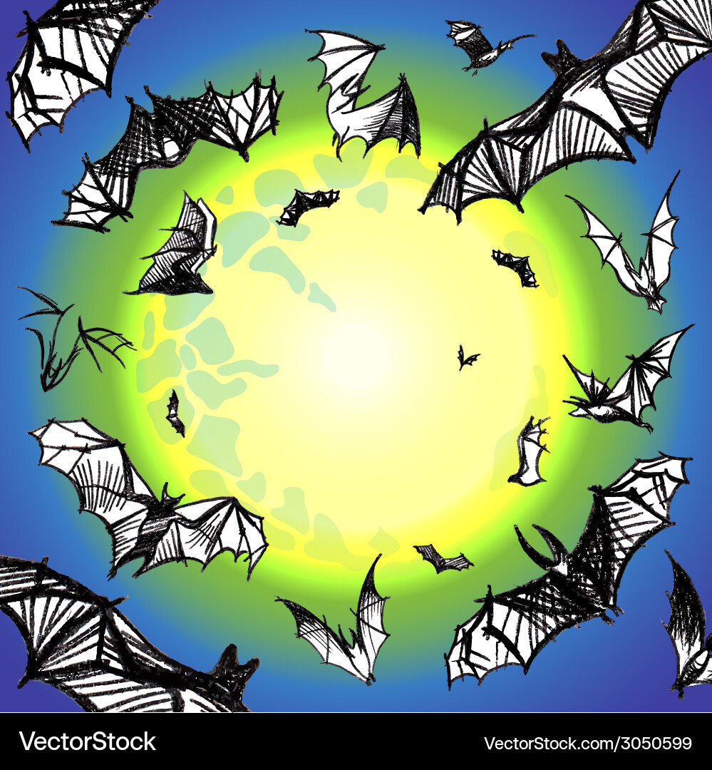 Grunge bats flying in night Royalty Free Vector Image