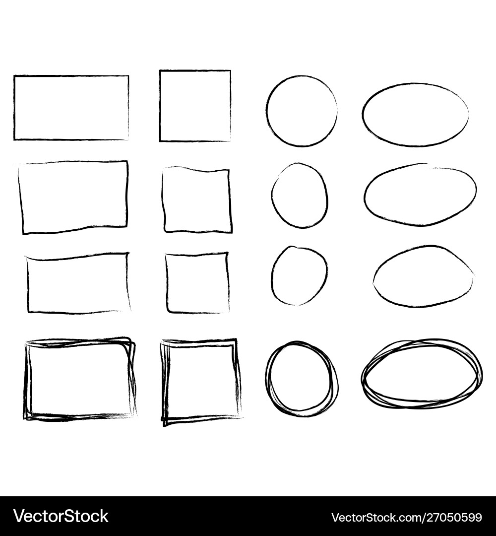 Hand drawn frames set cartoon style square Vector Image