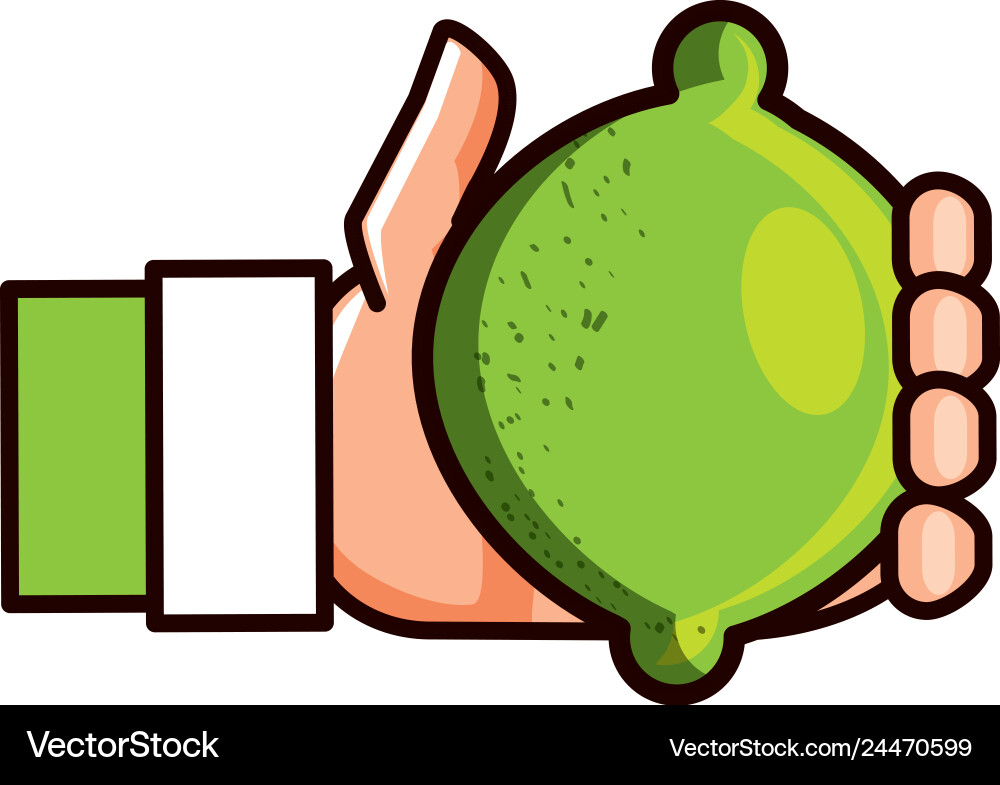 Hand with fresh lemon fruit isolated icon Vector Image