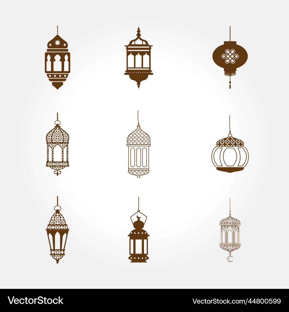 Islamic Lantern Icon Set Royalty Free Vector Image