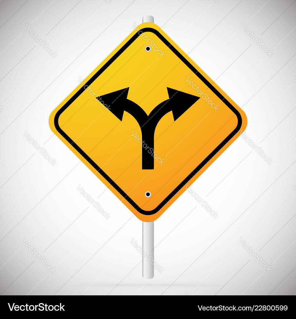 Junction road sign - separation two paths Vector Image