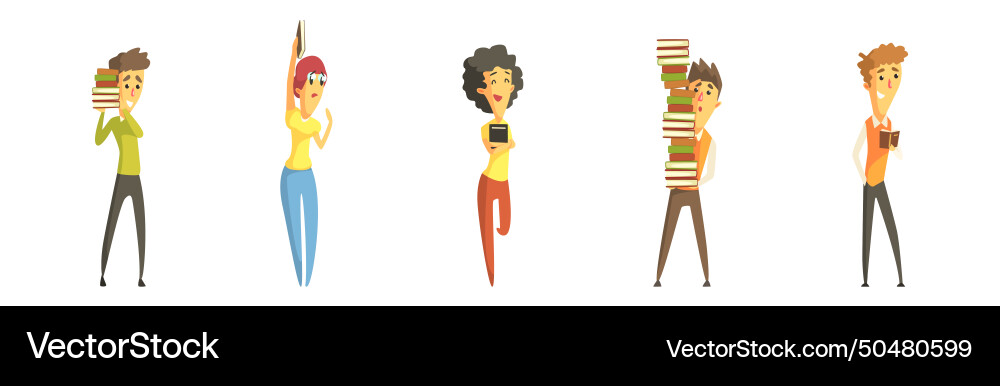 People character reading book being fan Royalty Free Vector