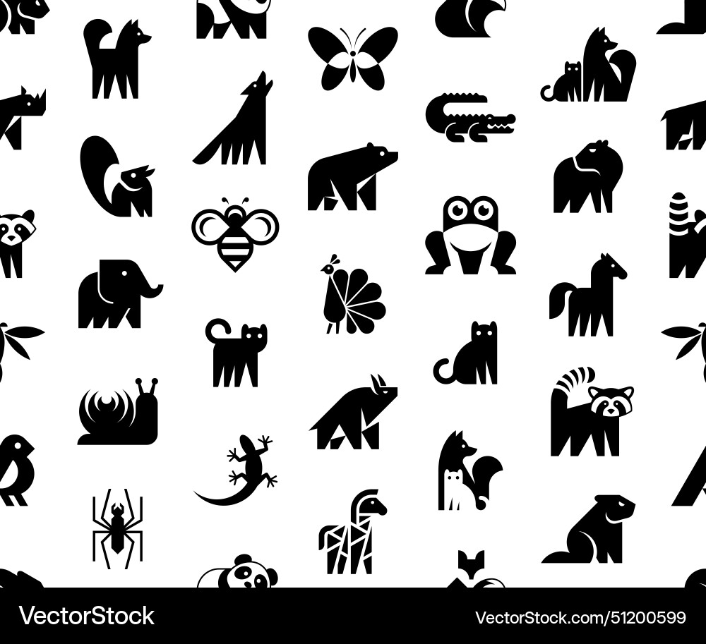 Seamless pattern with animals logos Royalty Free Vector