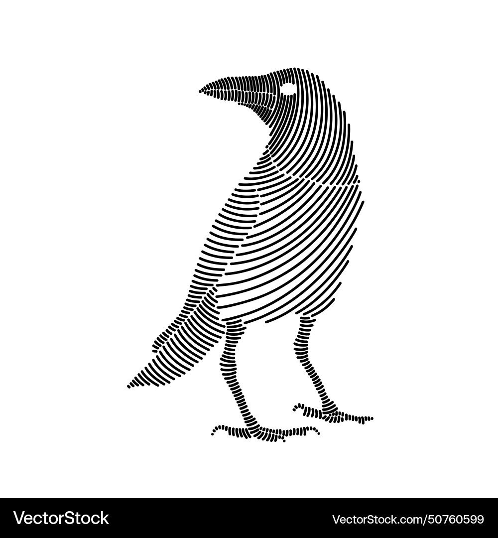 Simple line art of a crow 2 Royalty Free Vector Image