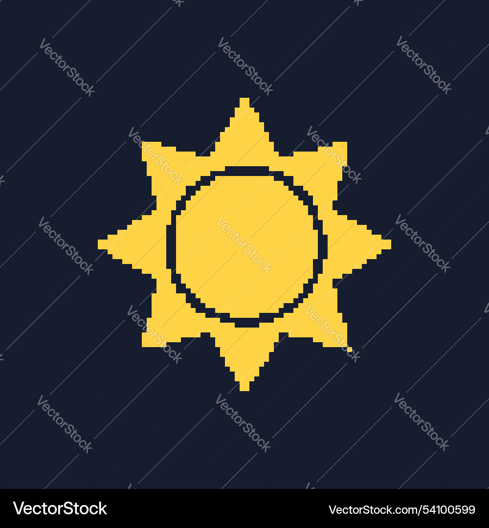 Sun pixel art icon retro game yellow isolated Vector Image
