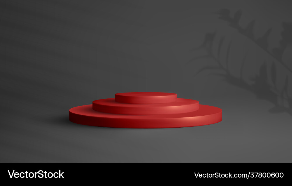 3d rotes Podium auf weichem schwarzem Hintergrund Vektorbild