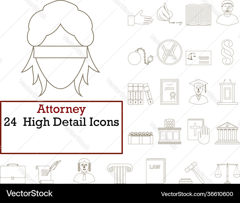 Attorney icon set Royalty Free Vector Image - VectorStock