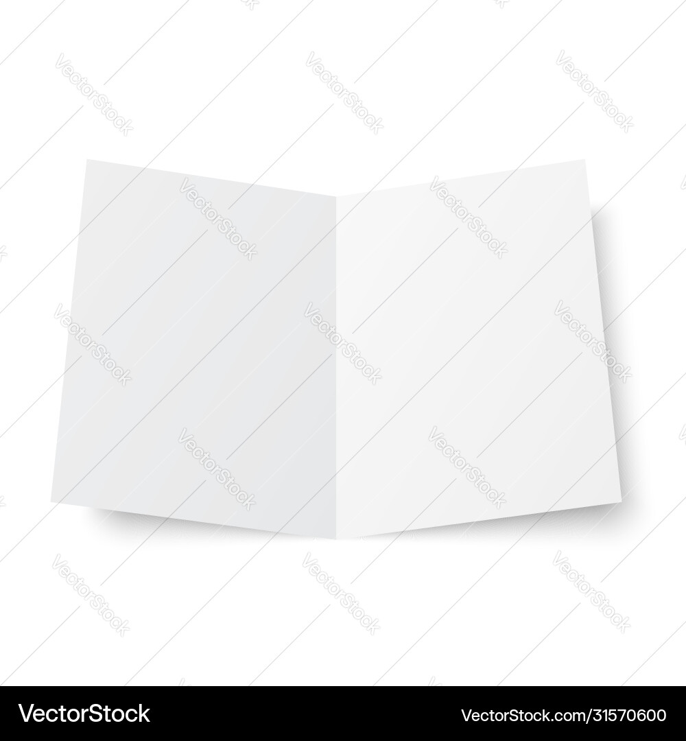 Blank white twofold booklet opened Royalty Free Vector Image