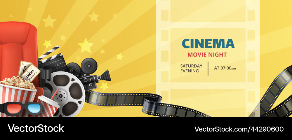 Cinema realistic banner Royalty Free Vector Image
