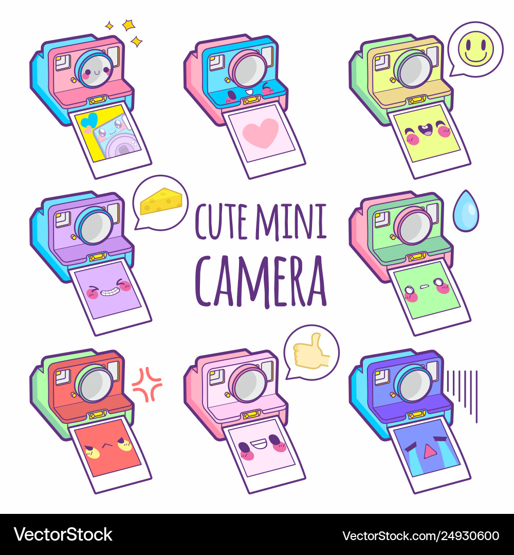 Niedliche Kamera Aufkleber Emoticon Lizenzfreier Vektor