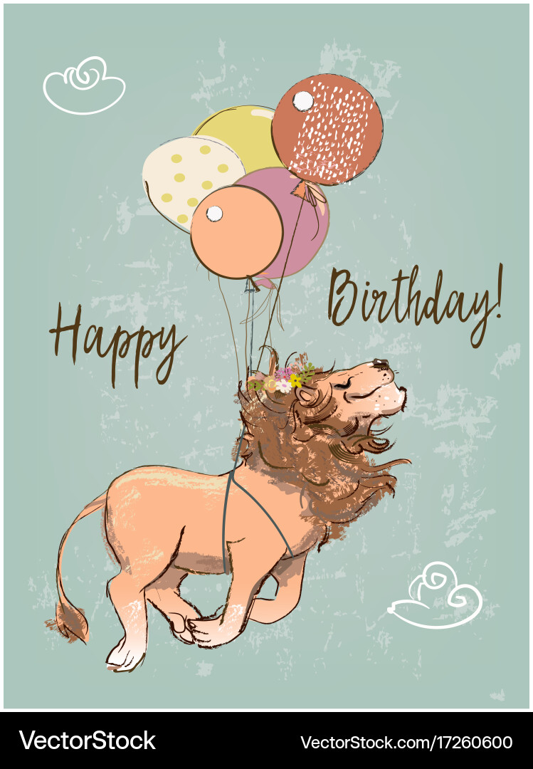 Cute cartoon flying lion Royalty Free Vector Image