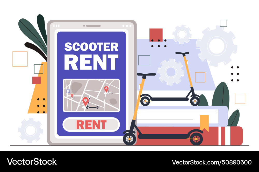 Electric scooter rent concept Royalty Free Vector Image