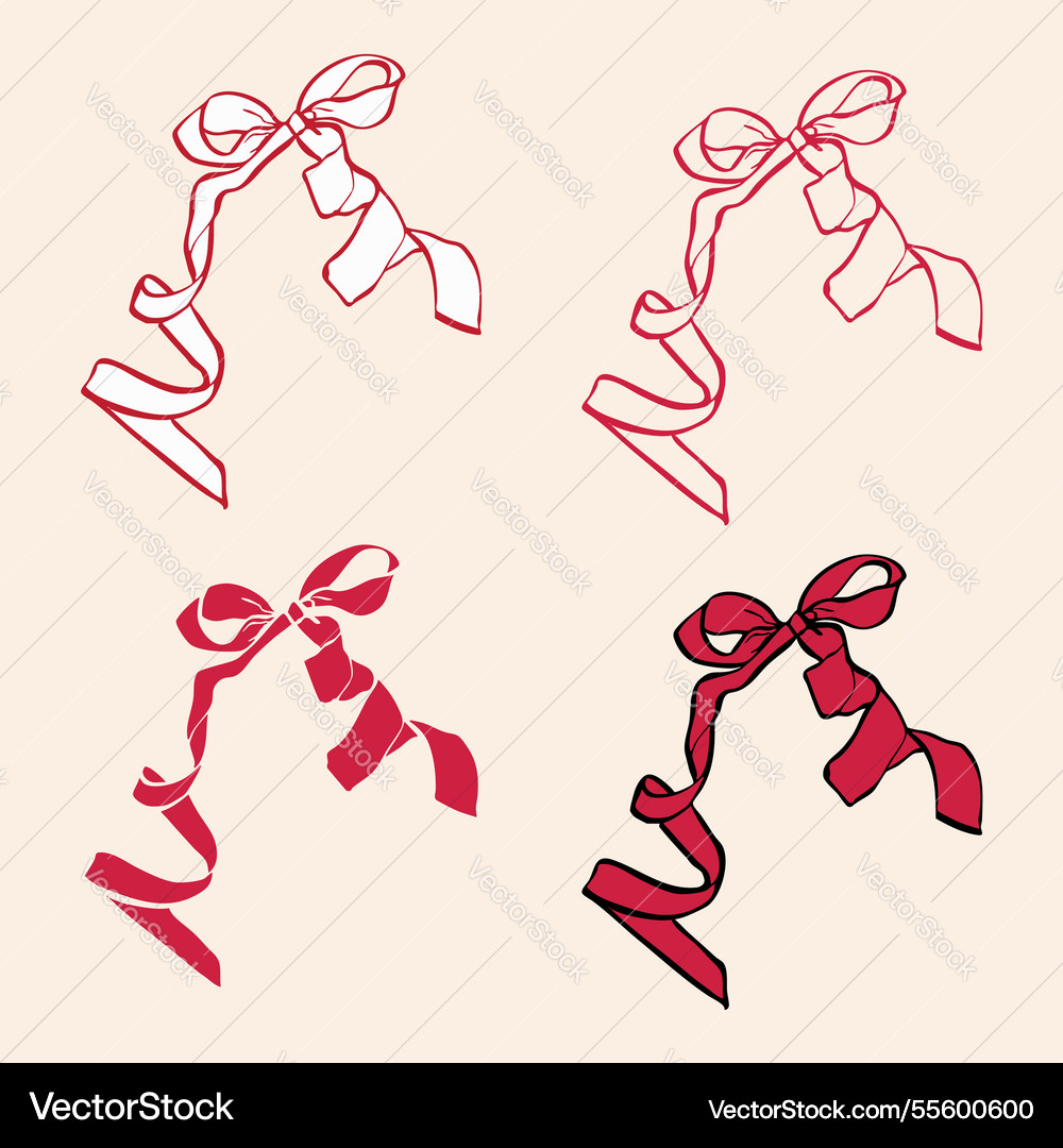 Elegant flowing ribbon set Royalty Free Vector Image