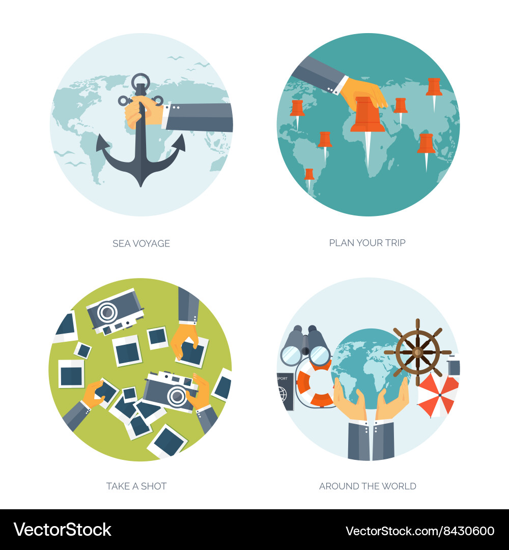 Flat travel background summer holidays vacation Vector Image