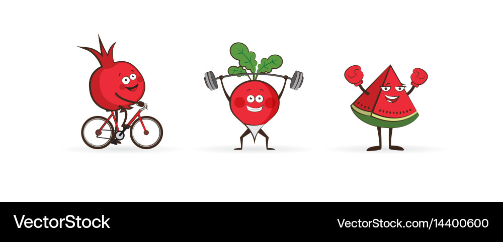 Fruits and Vegetables Playing Sports Royalty Free Vector