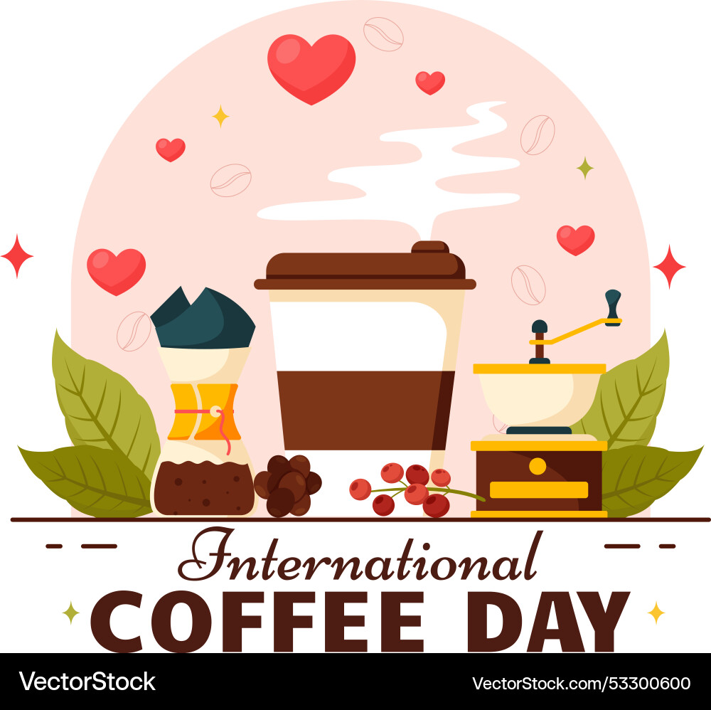 International coffee day on 1st october featuring Vector Image