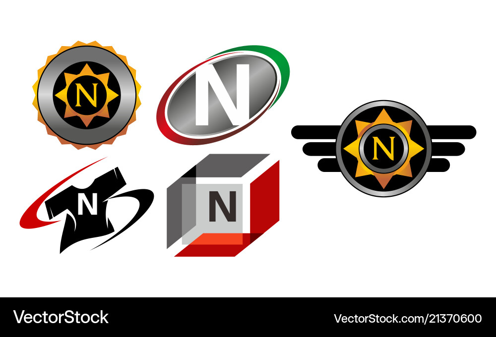 Logotype n modern template set Royalty Free Vector Image