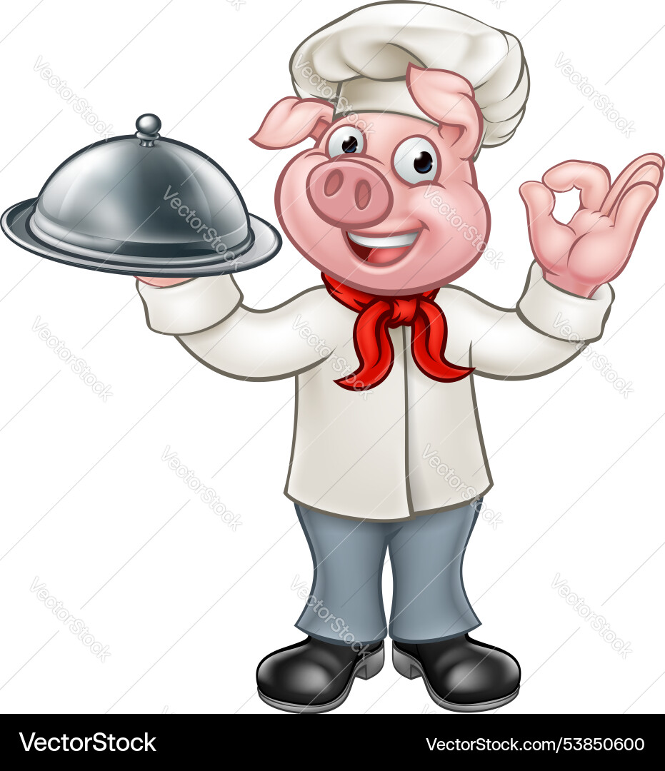 Pig chef cartoon character mascot Royalty Free Vector Image