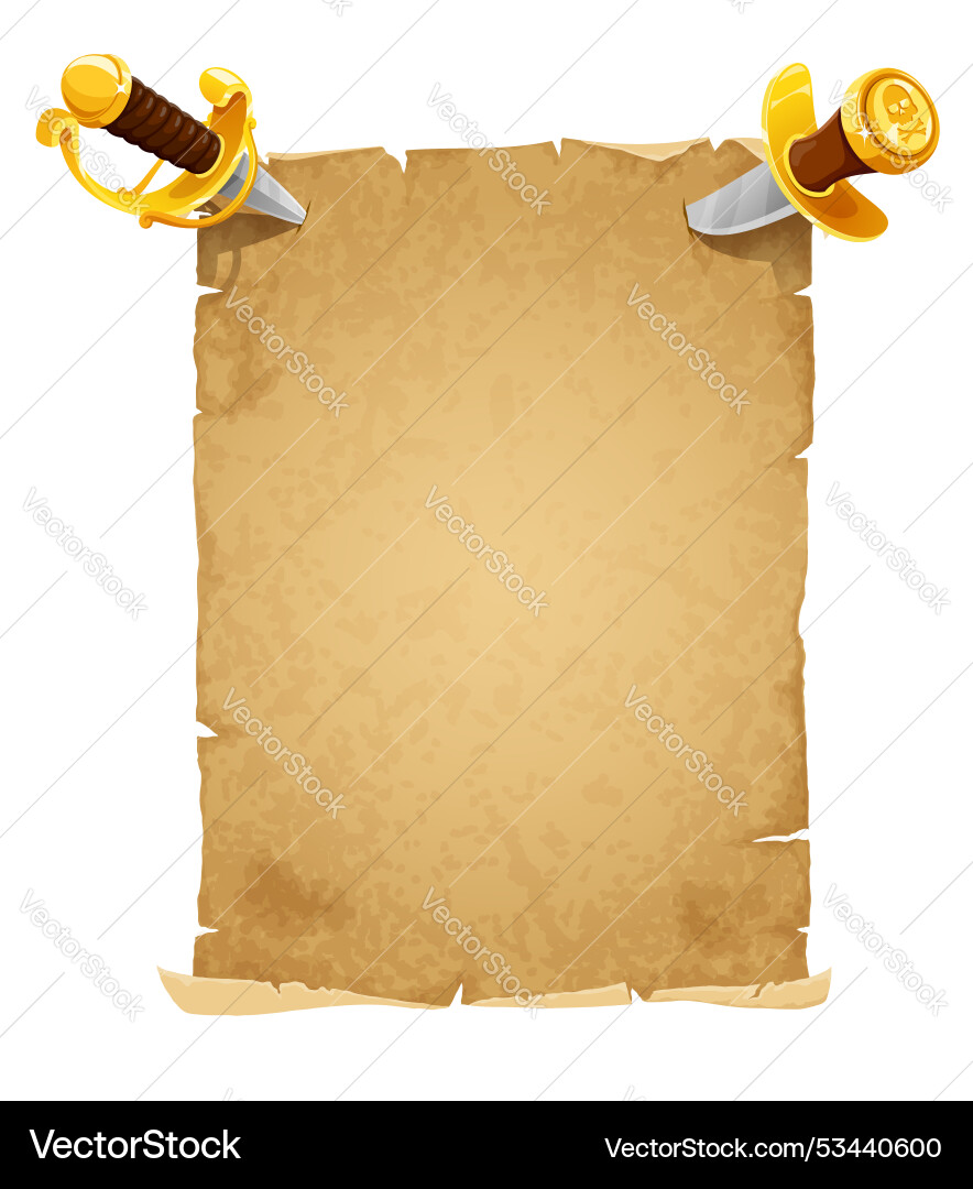 Pirate vintage scroll paper with daggers stuck Vector Image