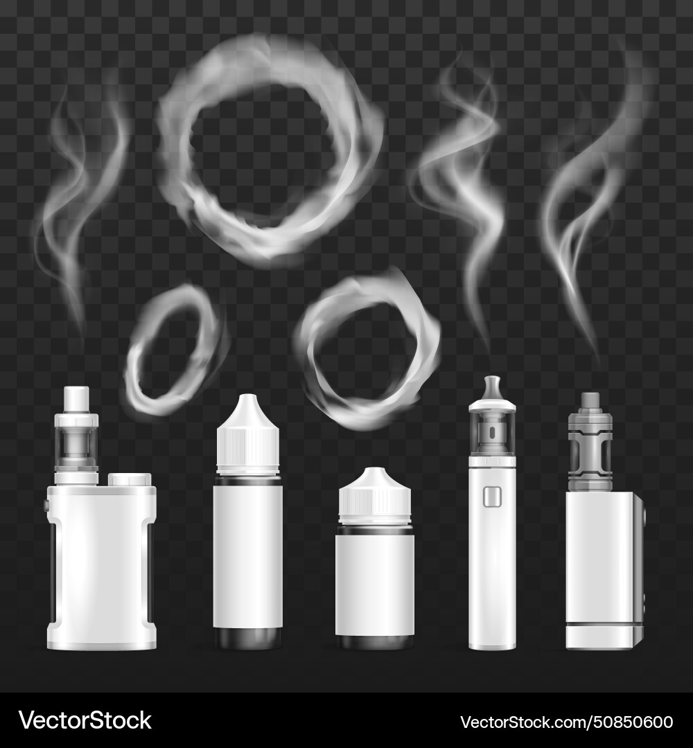 Realistic vape smoke set Royalty Free Vector Image