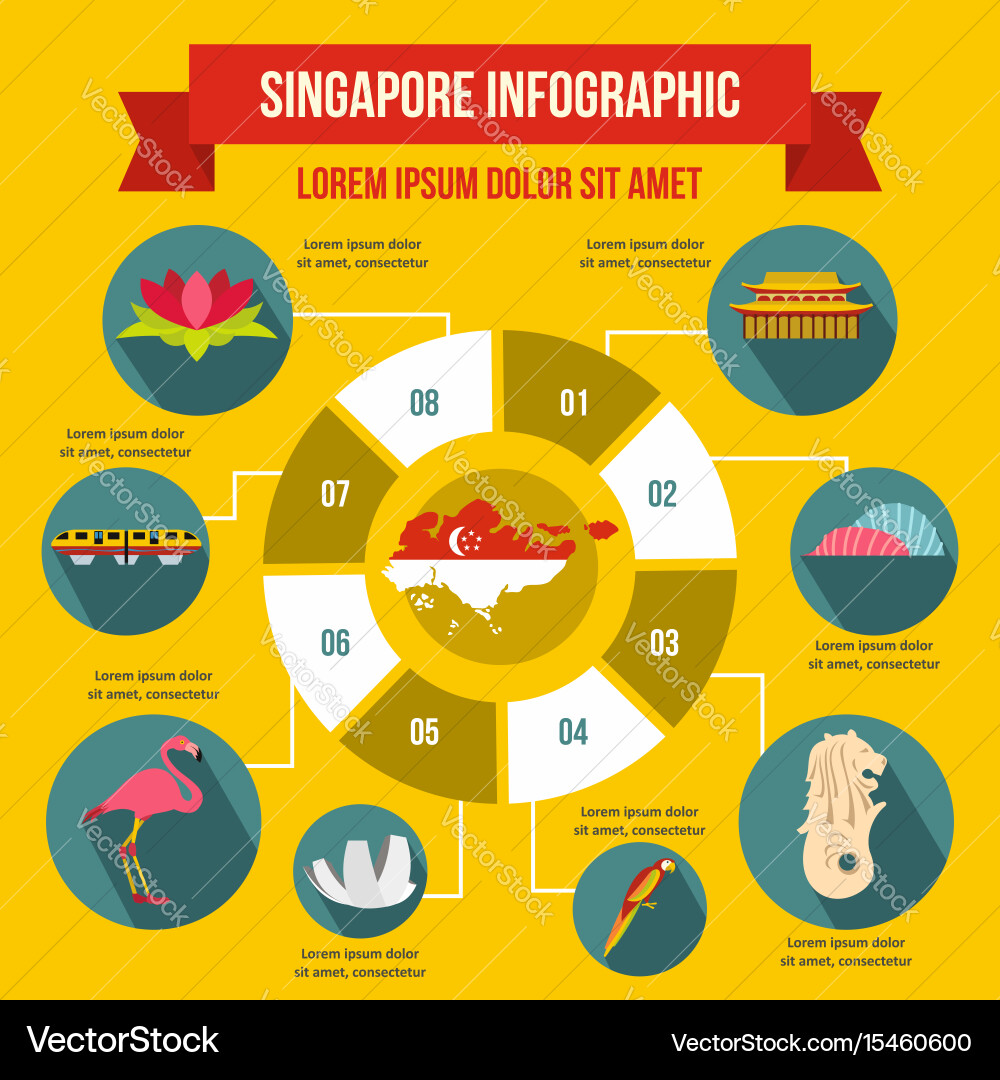 Singapore infographic concept flat style Vector Image