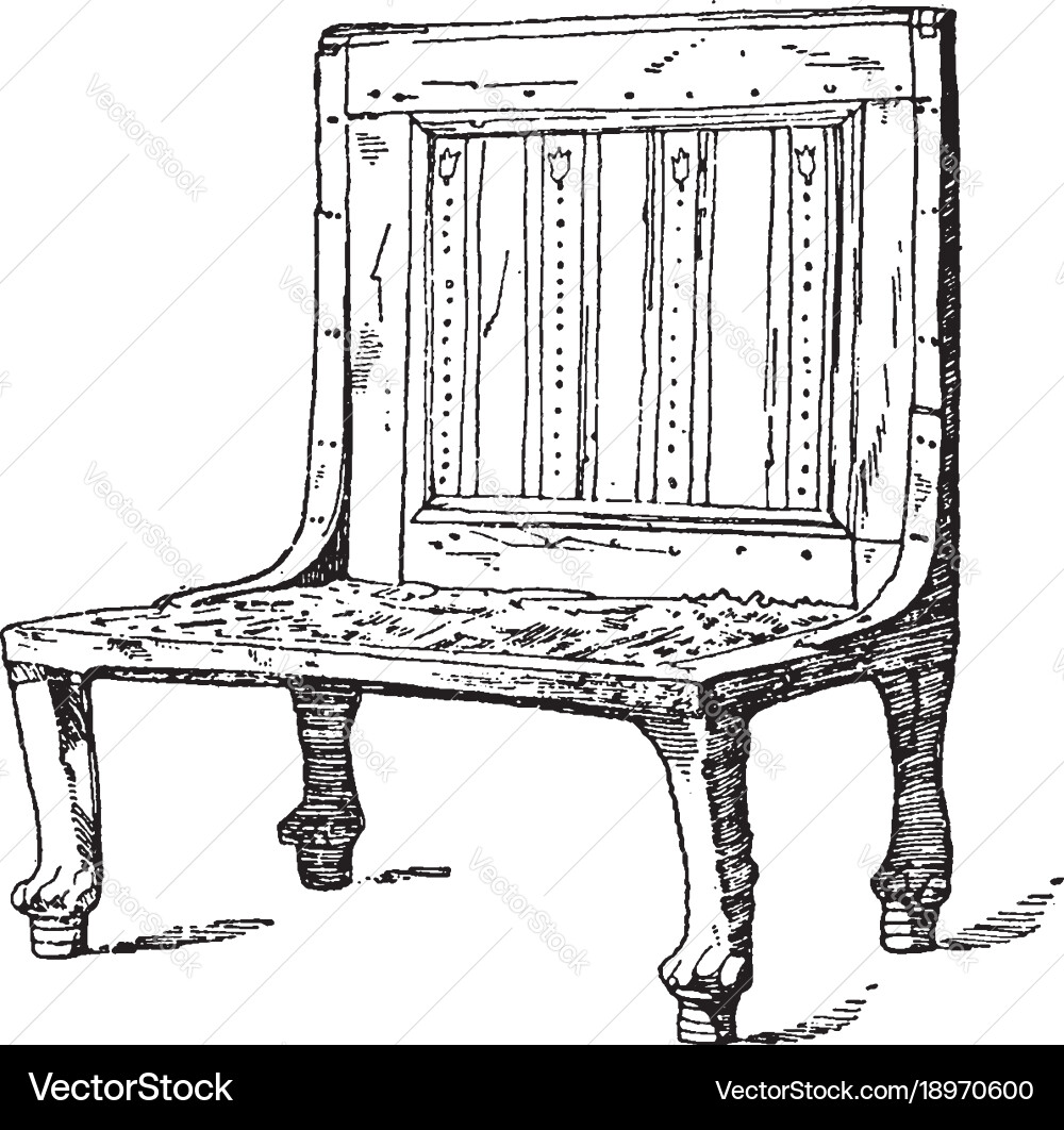 Vintage Egyptian Chair Line Drawing Royalty Free Vector