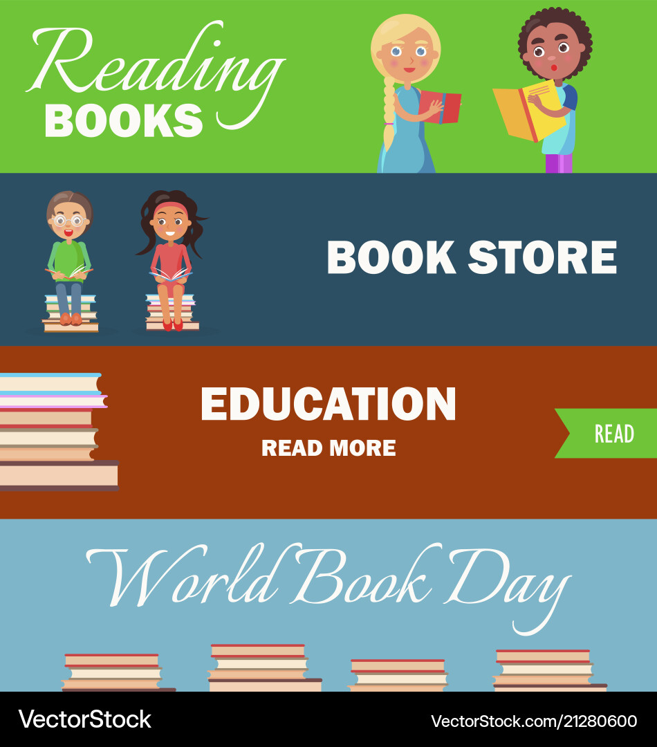 World Book Day Education Banners Royalty Free Vector Image