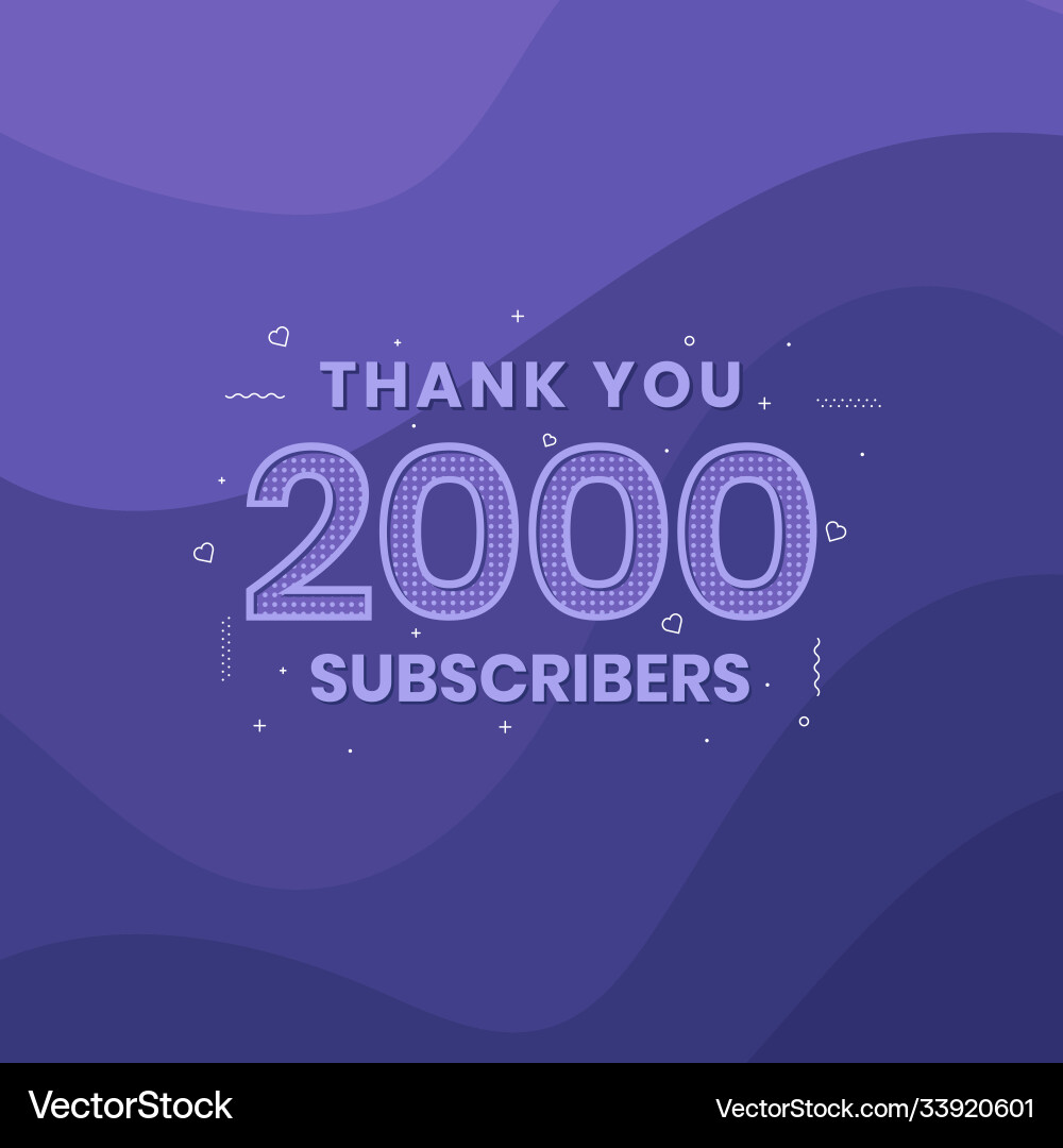 2K Subscriber Thank You Celebration Royalty Free Vector
