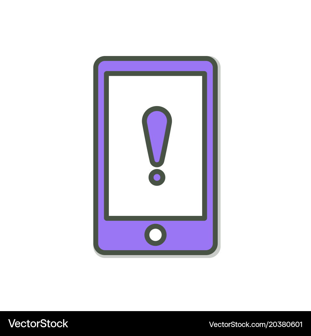 Cell phone icon with exclamation mark Royalty Free Vector