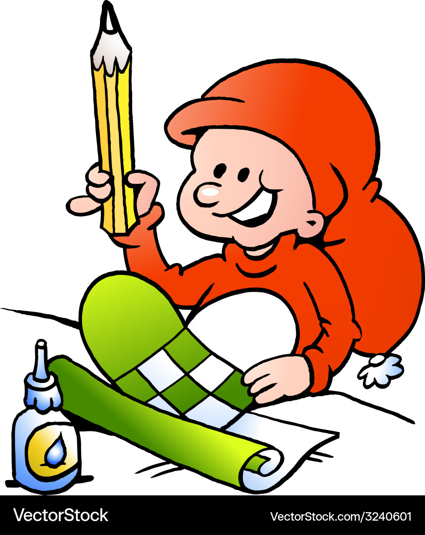 Cheerful Christmas Elf Drawing Royalty Free Vector Image