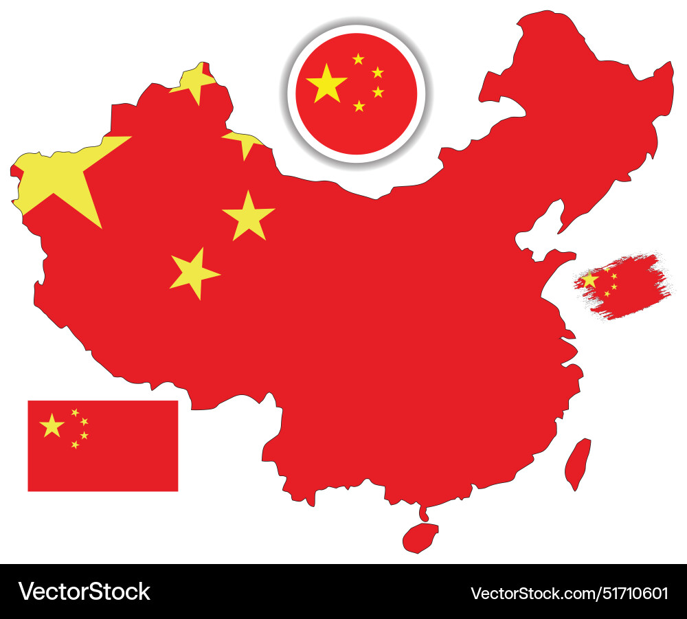 China map and flag Royalty Free Vector Image - VectorStock