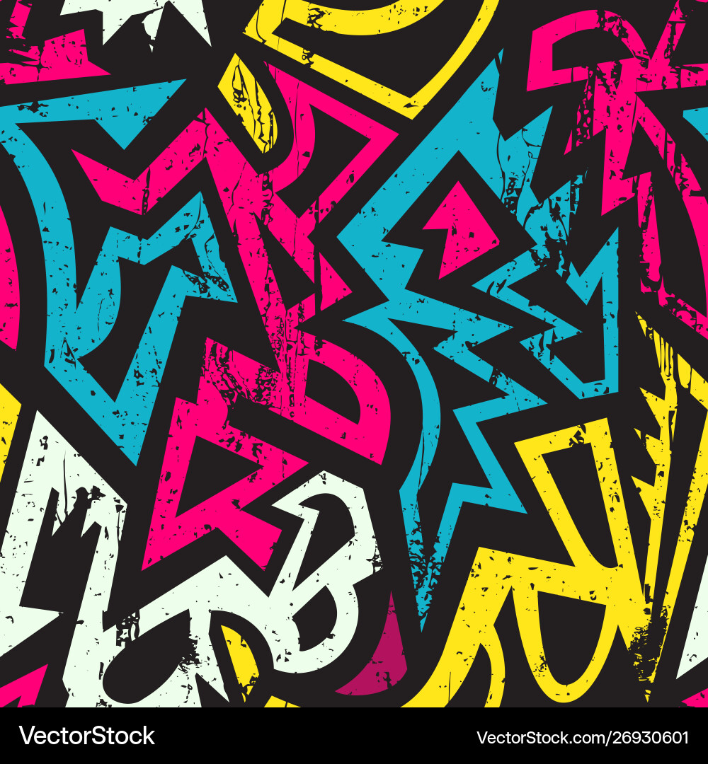 Graffiti geometric seamless pattern Royalty Free Vector