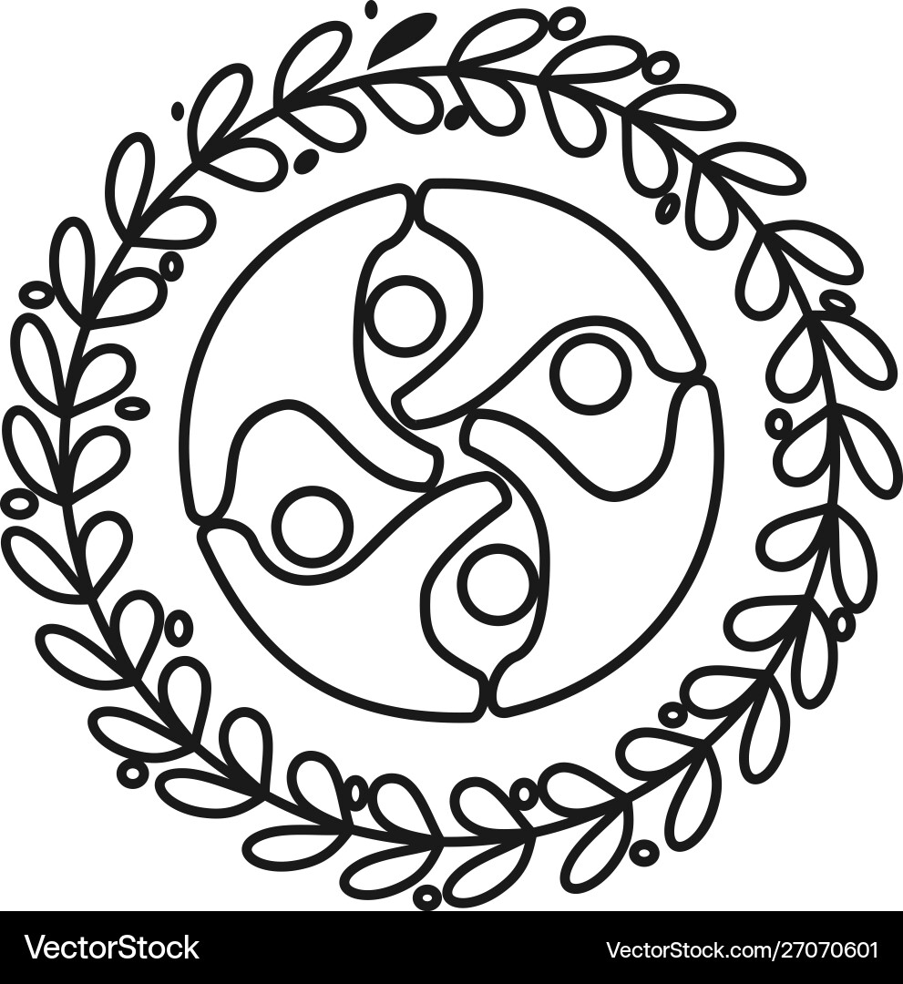 Leaf rotation hand commitment teamwork together Vector Image