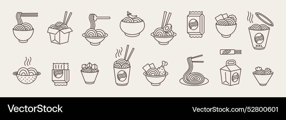 Ramen Noodle Icon Set Royalty Free Vector Image