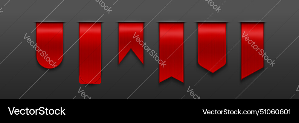 Red ribbon bookmarks set isolated on background Vector Image