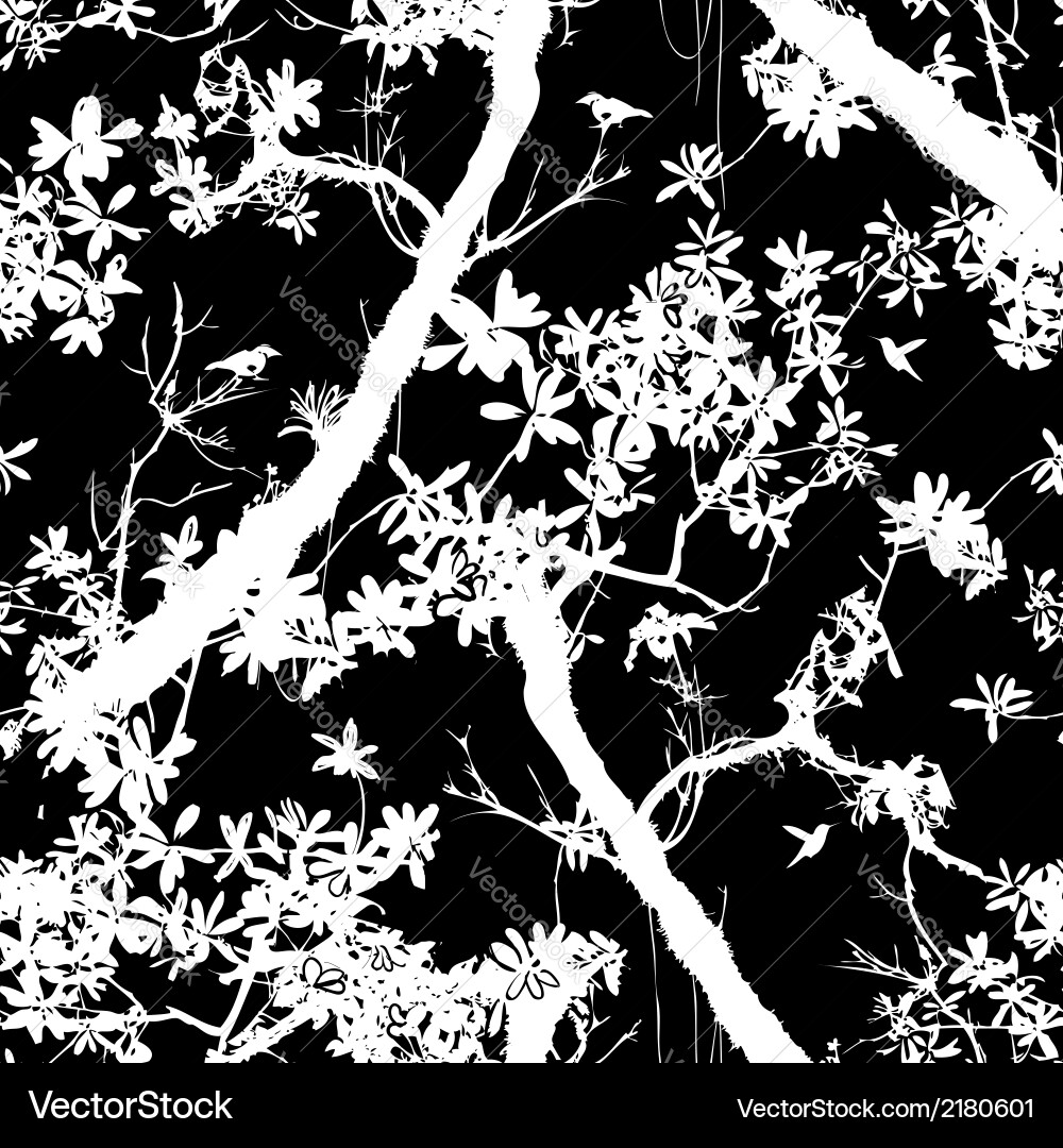 Seamless floral pattern with trees Royalty Free Vector Image