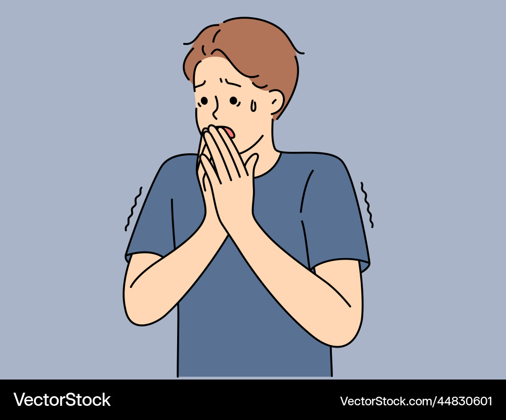Unhappy man suffer from fear Royalty Free Vector Image