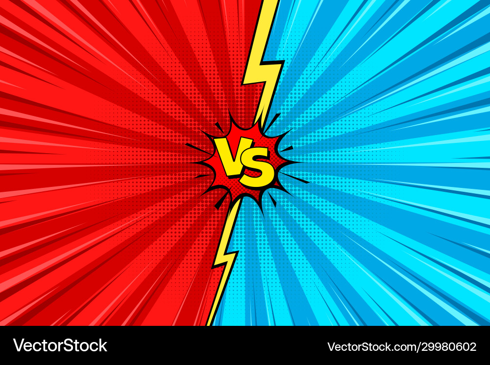 Cartoon comic background fight versus comics Vector Image