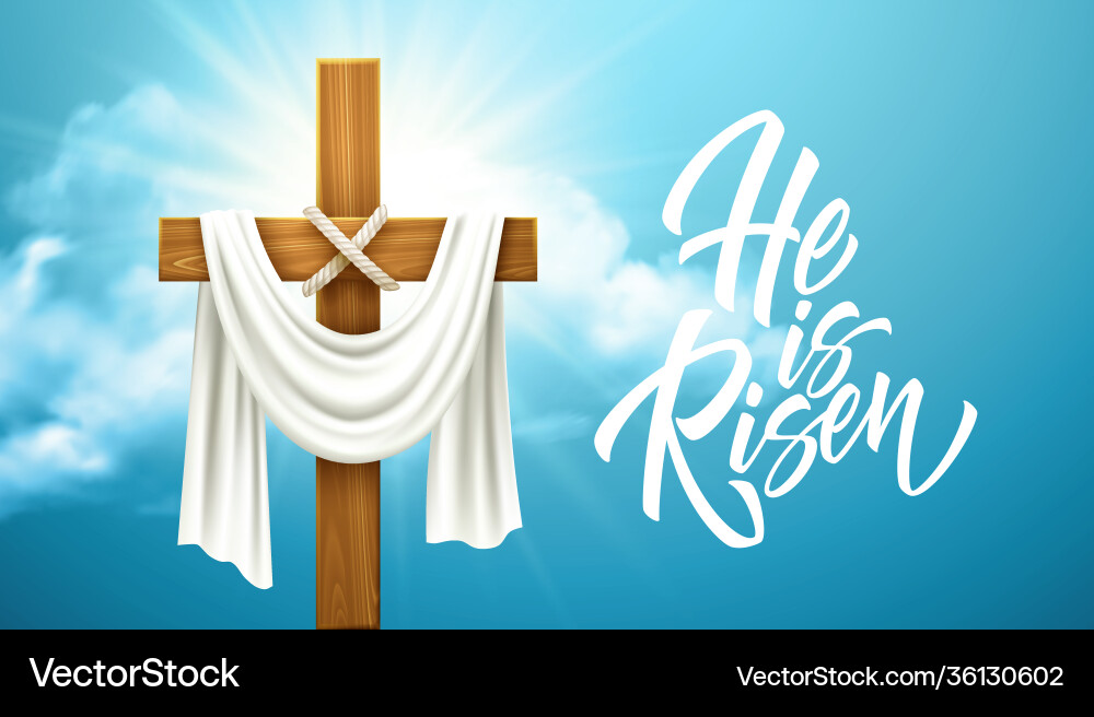 Christian cross congratulations on palm sunday Vector Image