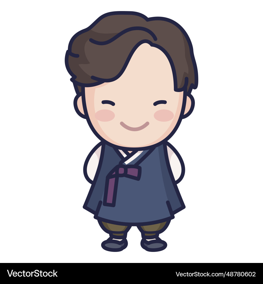 Cute Korean Man in Hanbok Royalty Free Vector Image