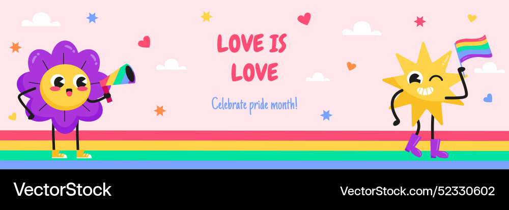 Flat pride month twitter header Royalty Free Vector Image