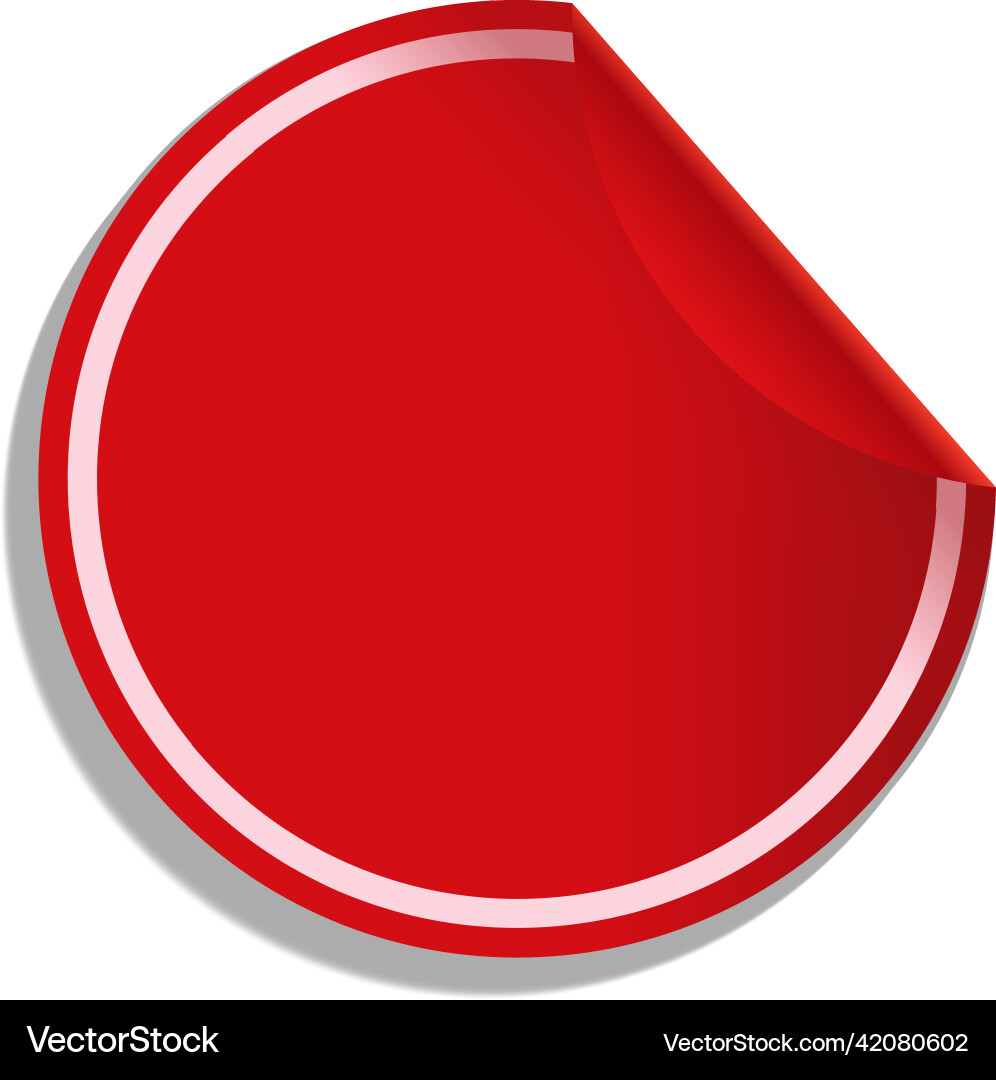 Gebogene Ecke runde Sticker mockup leer rot Vektorbild